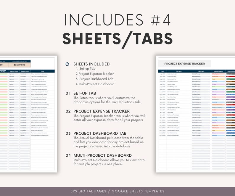 Project Expense Tracker: Dynamic Google Sheets Dashboard (digital ...