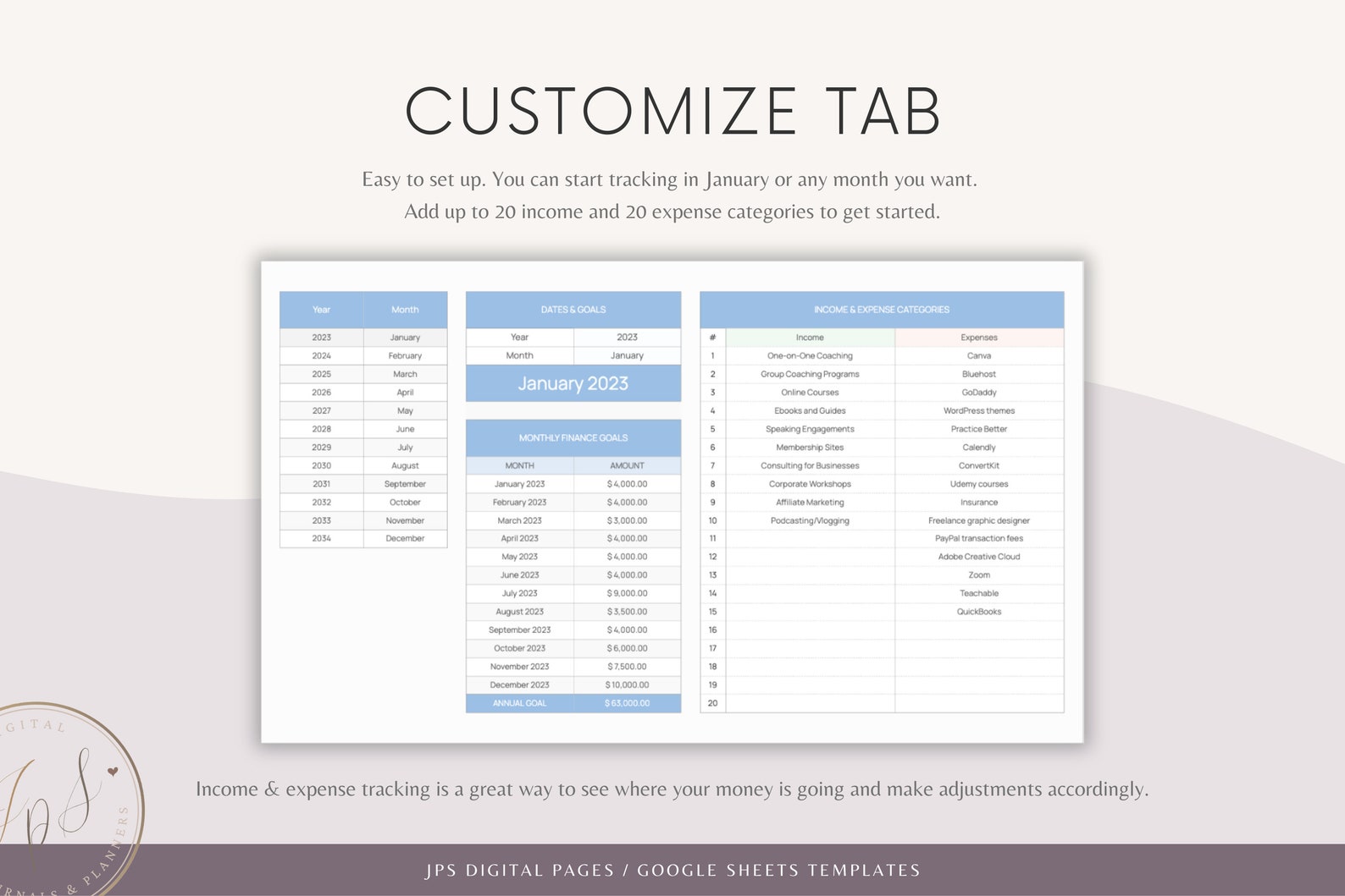 Easy Business Bookkeeping - Google Sheets Template, Income & Expense ...