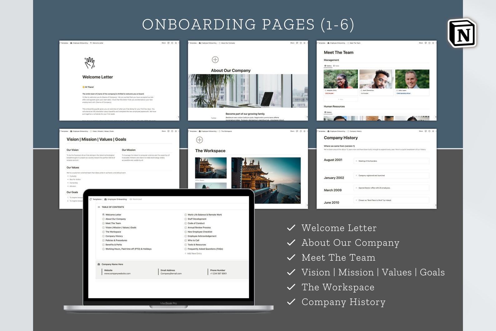 Notion Employee Onboarding Template: Welcome Packet (digital Download ...