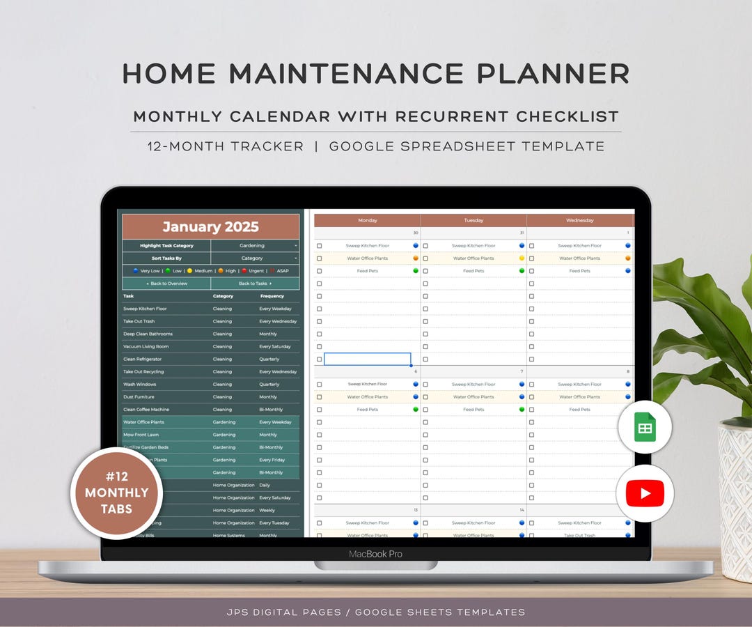 Home Maintenance Calendar: Automated Google Sheets Task Tracker ...