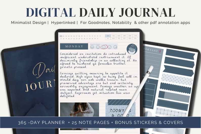 Daily Digital Journal Un-dated 365 Daily Pages Goodnotes & | Etsy