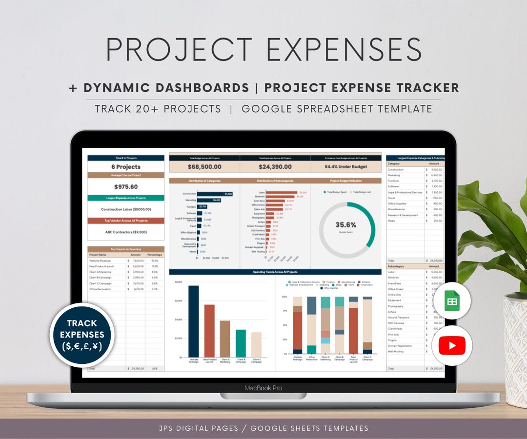 Project Expense Tracker: Dynamic Google Sheets Dashboard (digital ...