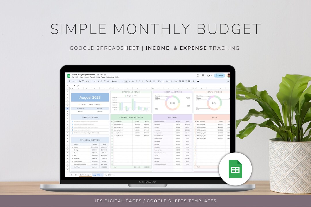 Simple Monthly Budget Spreadsheet Google Sheets Template Income and ...