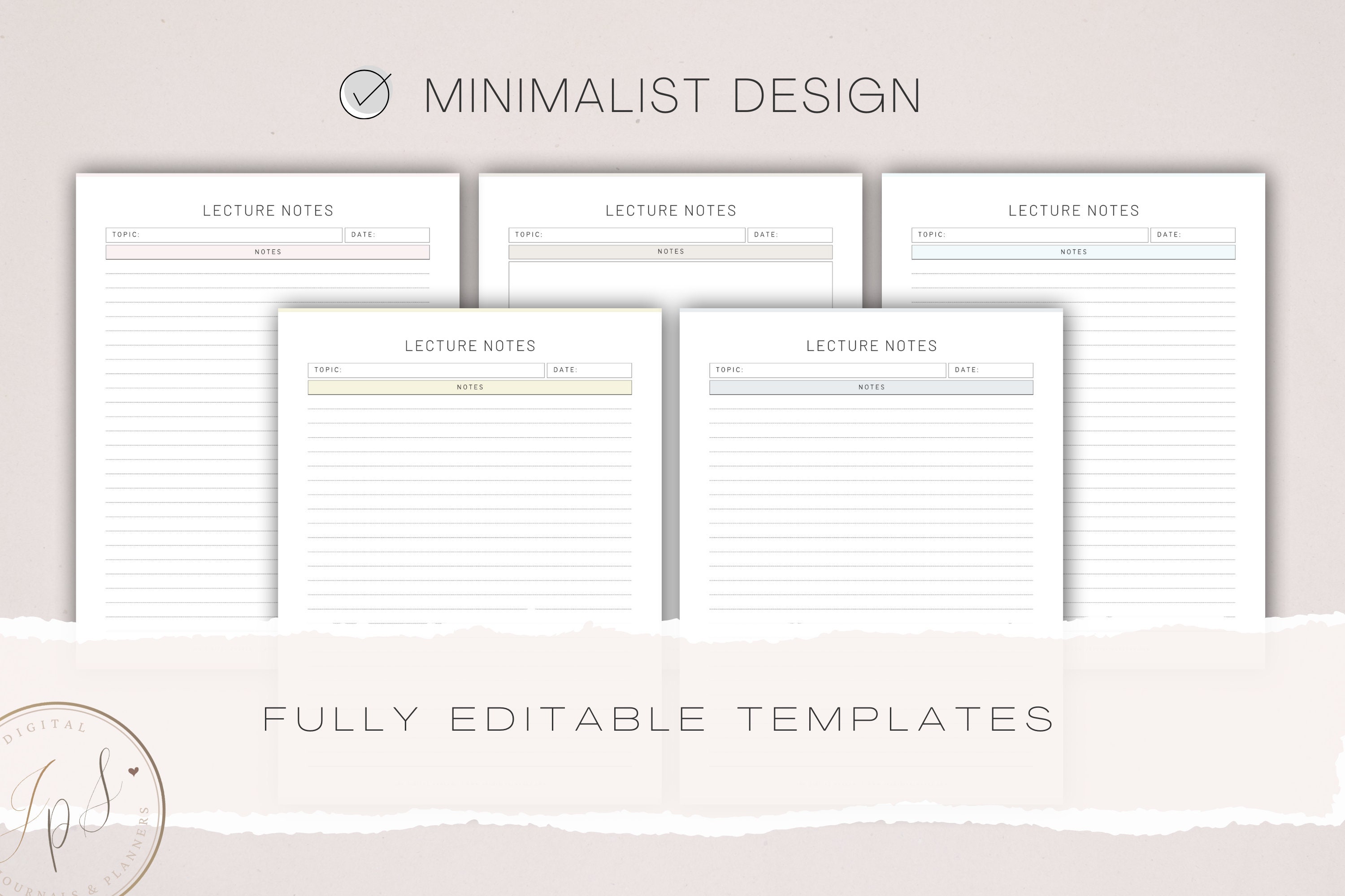 Lecture Notes Template, Blank Note Taking Templates, College Student ...