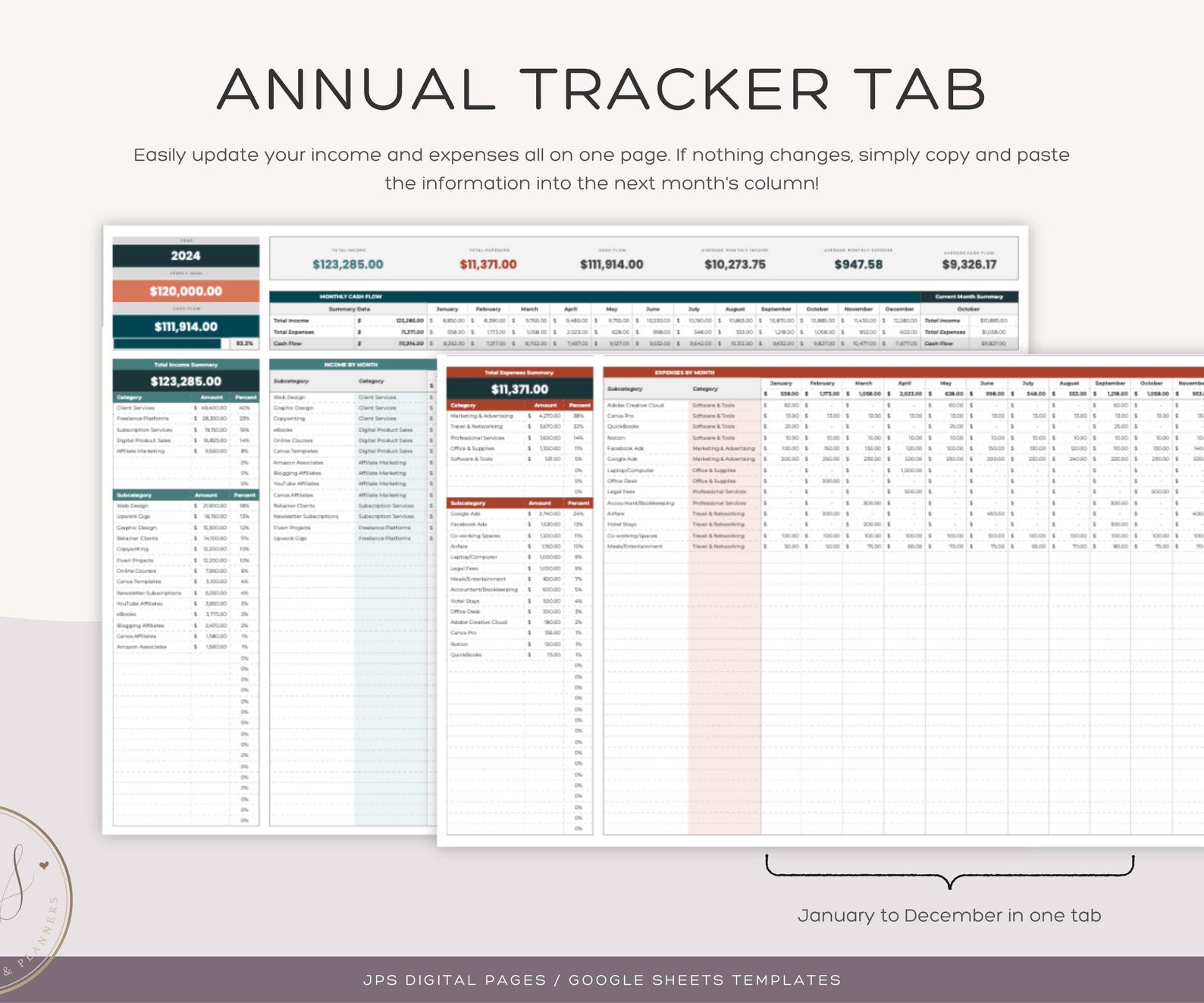 Freelancer Income and Expense Tracker: Multi-year Google Sheets ...
