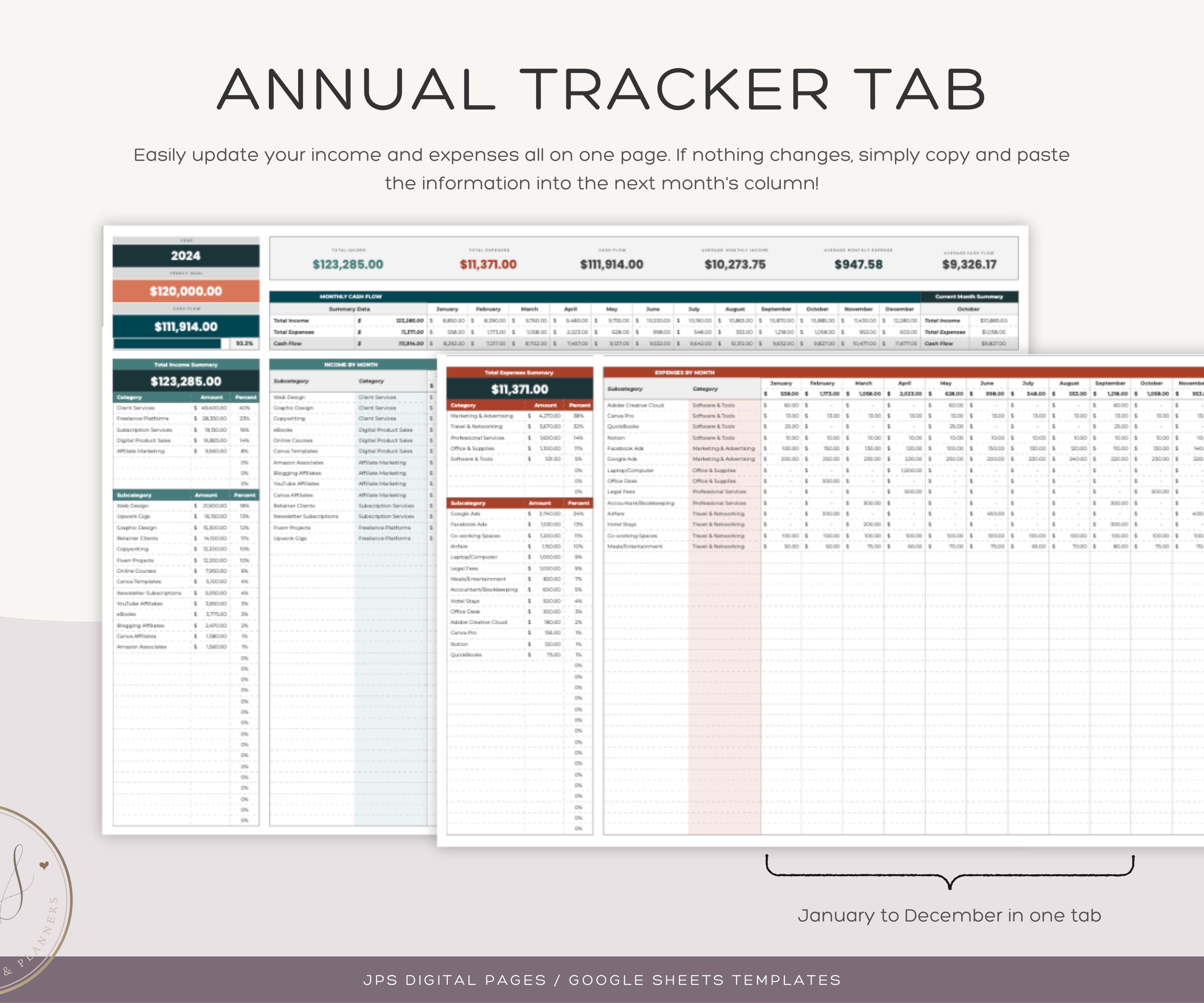 Freelancer Income and Expense Tracker: Multi-year Google Sheets ...