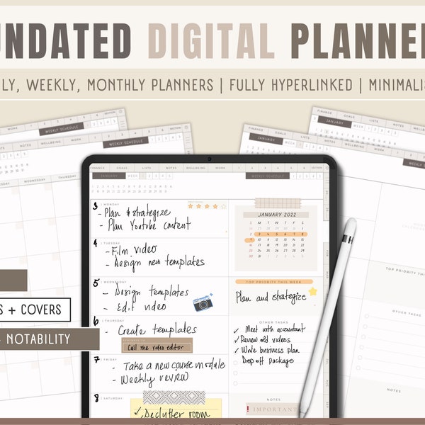 Undated Digital Planner Portrait - Etsy