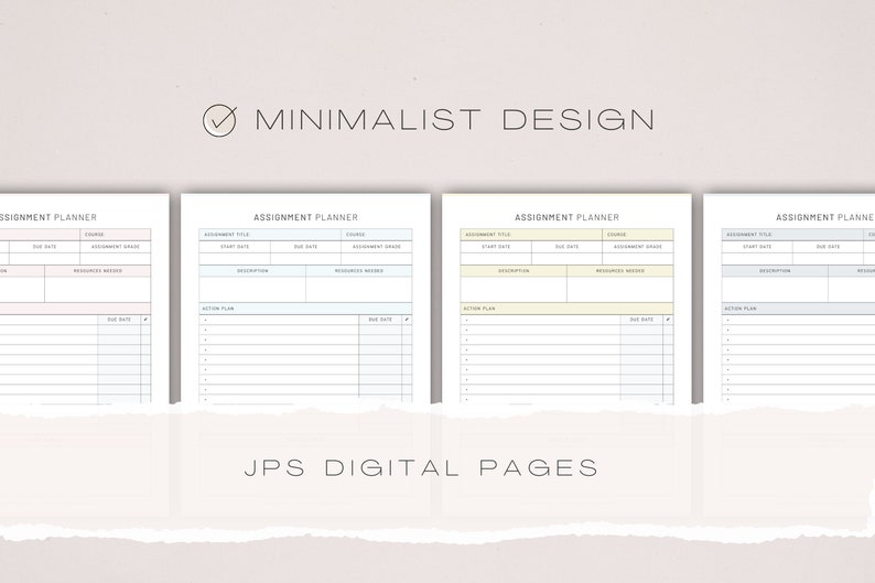 College Assignment Planner Template Homework Planner School - Etsy