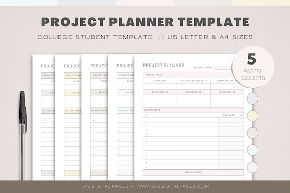 Project Planner Template Project Planner School Project - Etsy
