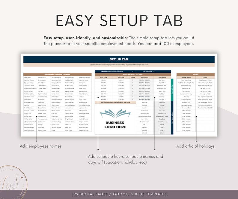 Employee Schedule Template: Monthly Work Shift Planner, Google Sheets ...