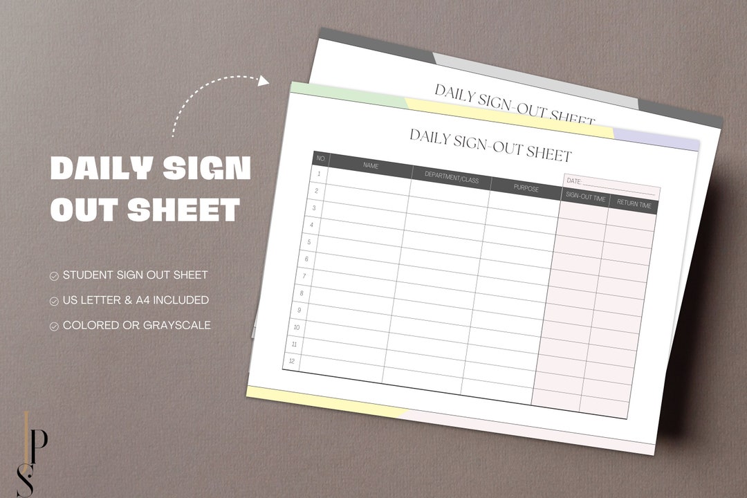Colorful Student Sign Out Sheet Printable: for Classroom - Etsy