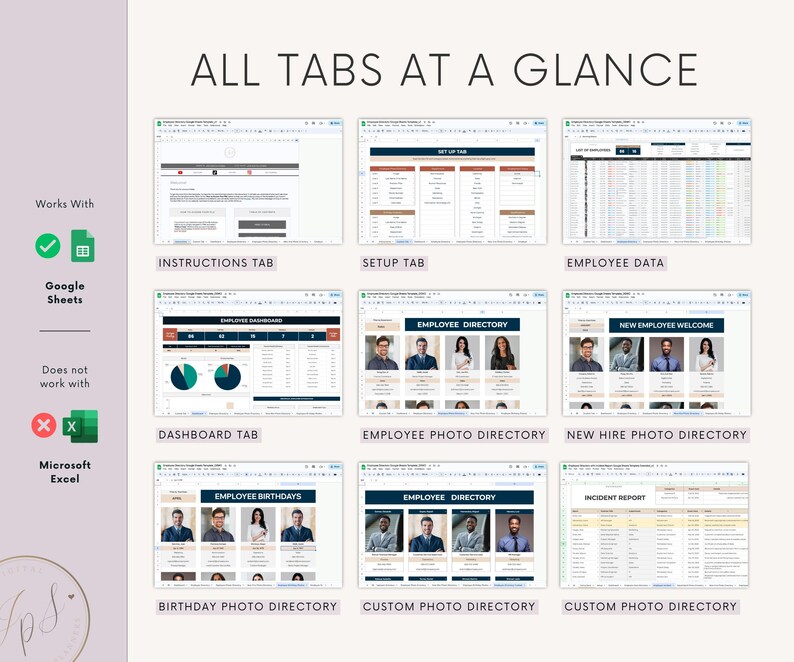 Employee Directory Google Sheet Template: HR Dashboard & Photo ...