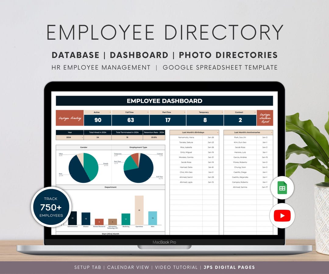 750+ Employee Directory Spreadsheet, Google Sheet Template, Employee ...