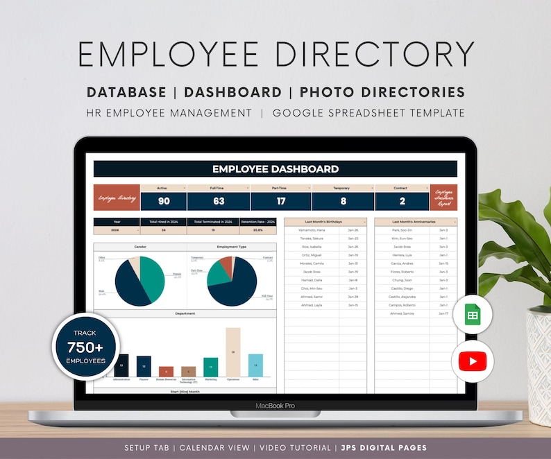 750+ Employee Directory Spreadsheet, Google Sheet Template, Employee ...