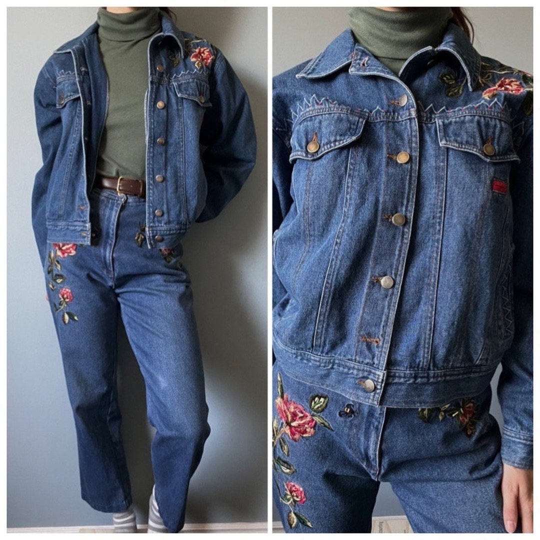 Vintage 90s Denim Jacket and Jeans Set, 1990s Two Piece Set - Etsy