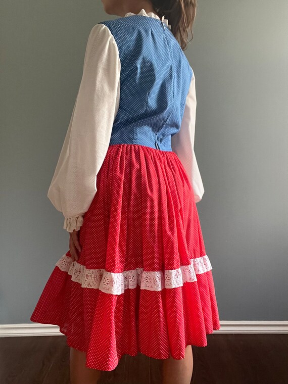 Vintage 70s Prairie Dress, 1970s Red White And Blue P… - Gem