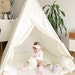White Cotton Tipi Tent for Kids, Large Play Tent for Indoor/outdoor Use ...