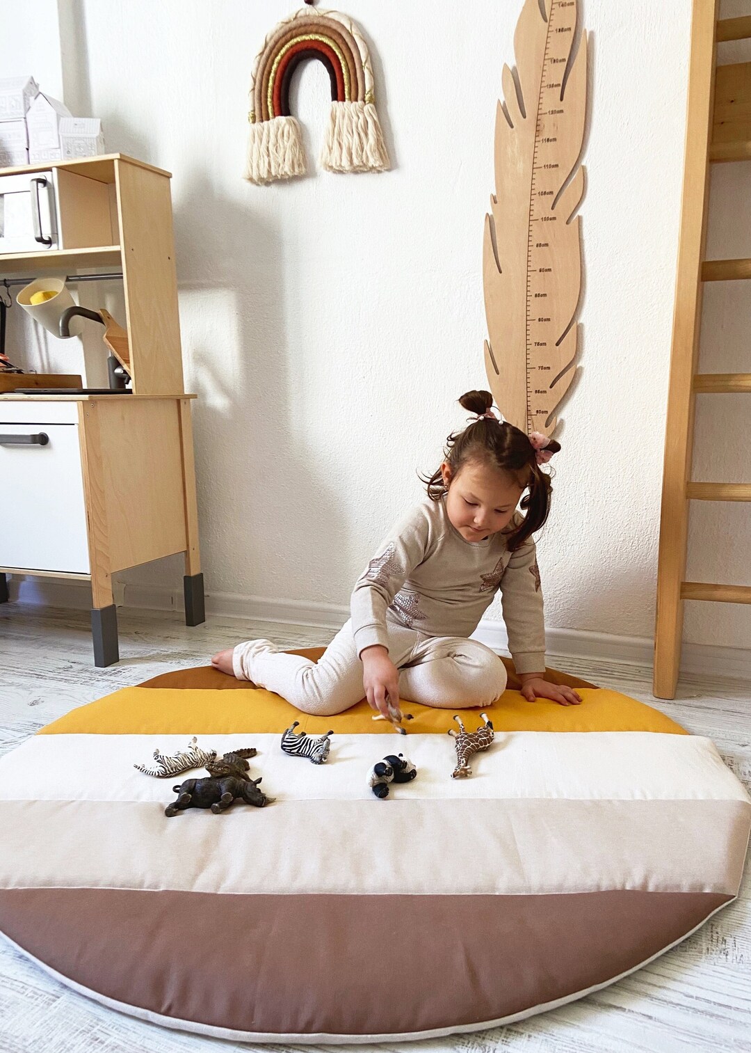Cotton Round Baby Play Mat: Tummy Time Nursery Rug.soft Crawling Mat - Etsy