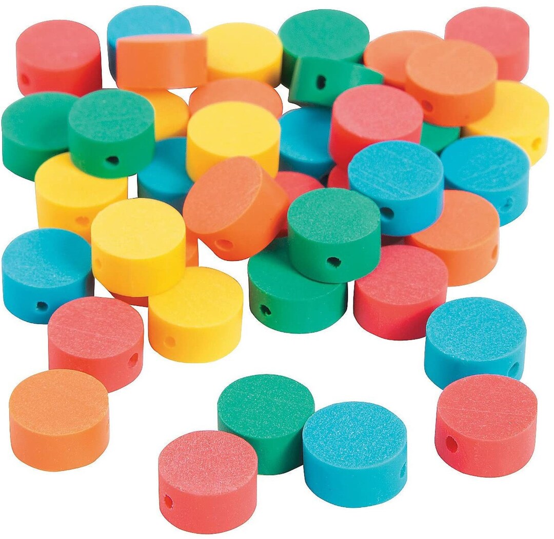 Polymer Flat Round Beads, Rainbow Color Assortment Set of 50 Pieces ...