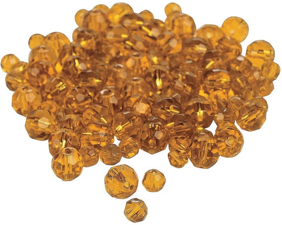 Topaz Peridot Cut Crystal Round Beads Set of 48 Glass Beads | Etsy