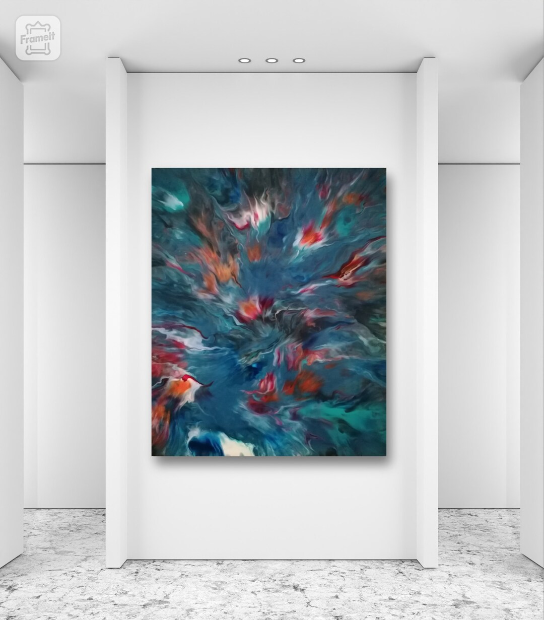 Flames - Unique Acrylic Abstract Painting, Fluid Wall Art on 20X24 ...