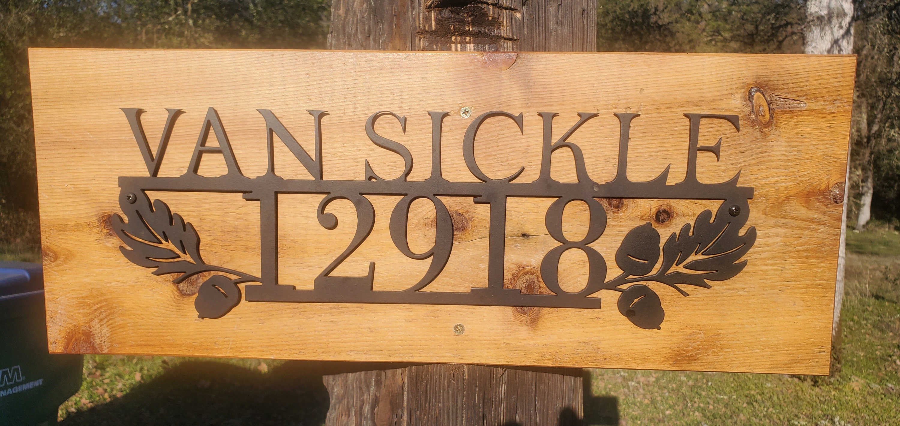 Horizontal Address Sign | Custom Metal Sign | Leaf and Acorn Sign ...