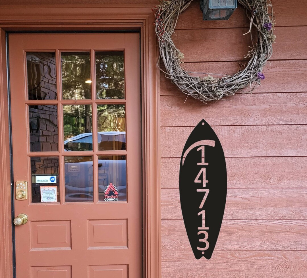 Vertical Surfboard Address Sign | Personalized | Beach Style | House ...
