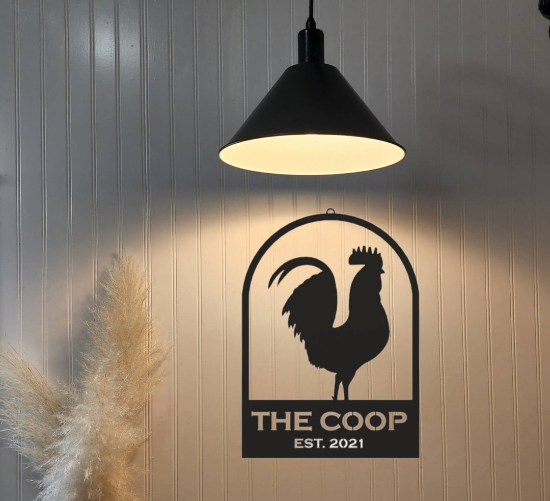 Personalized Metal Rooster Sign| Chicken Decor | Metal Chicken Yard Art ...