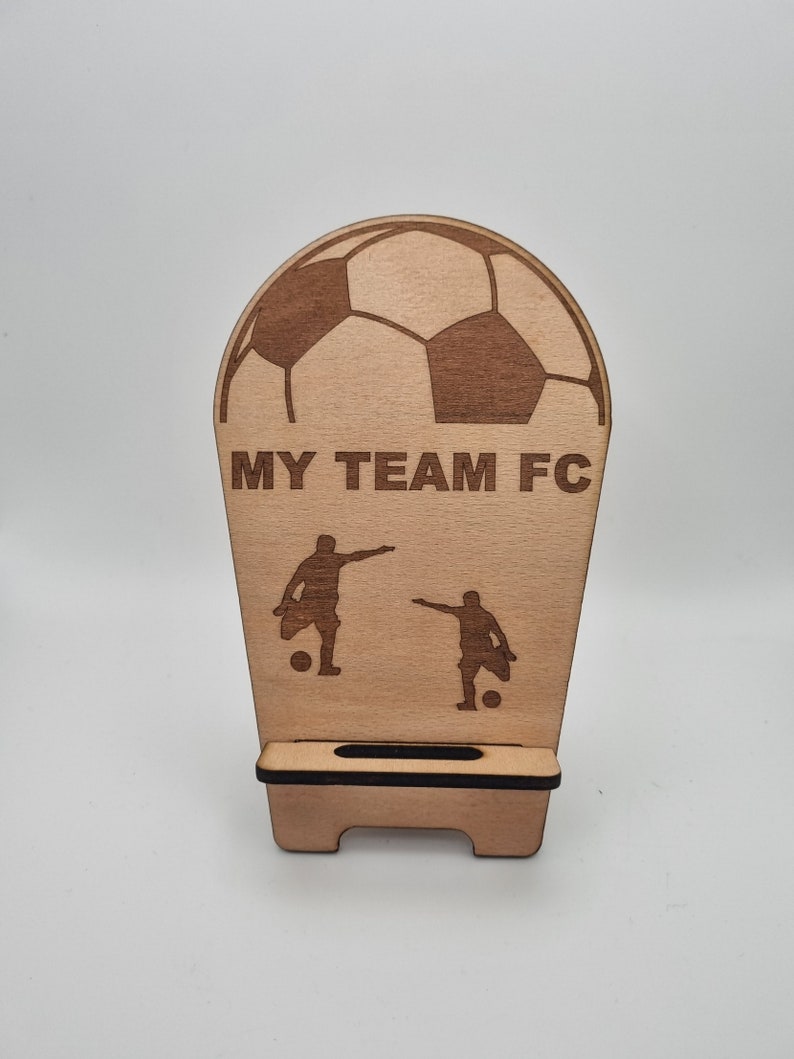 Custom Football Phone Stand | Personalised Wooden Soccer Gift - Etsy UK