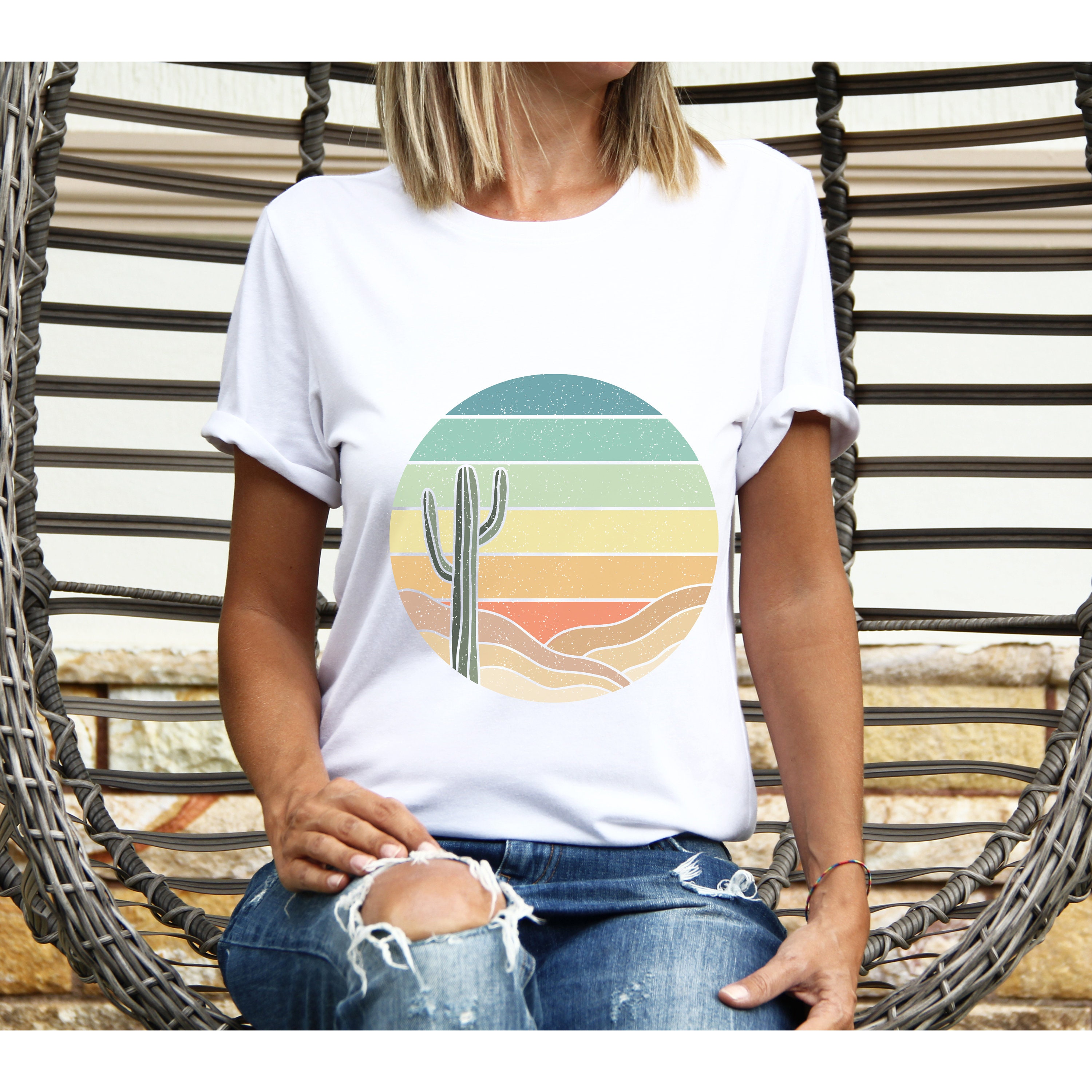 Retro Desert T-shirt | Desert Sunset Shirt | Retro Look Desert Tee ...