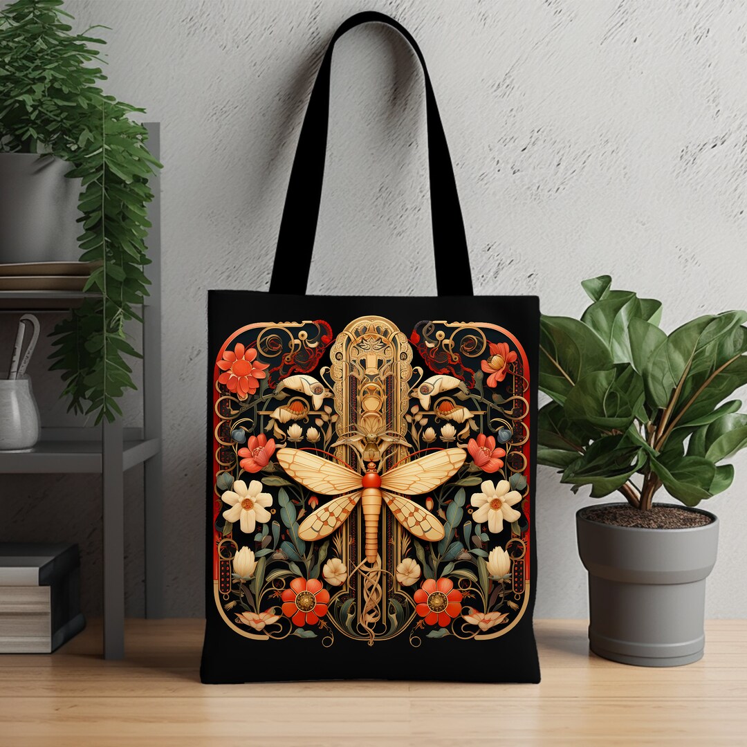 Dark Moth Bag | Whimsigoth Tote, Dark Academia, Floral Fairycore Gothic ...