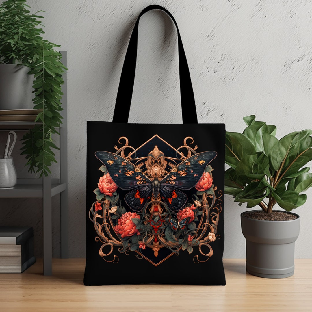 Dark Academia Butterfly Tote Bag | Whimsigoth Tote, Art Deco Butterfly ...