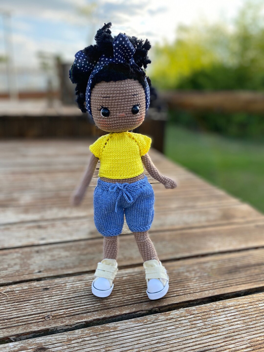 Crochet Dark Skin Doll, African Amerikan Doll, Amigurumi Doll for Sale ...