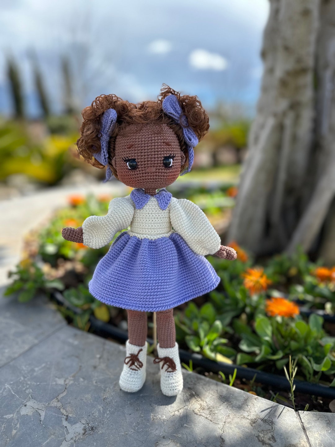 Crochet African&american Doll, Amigurumi Dark Skin Doll, Crochet Doll ...
