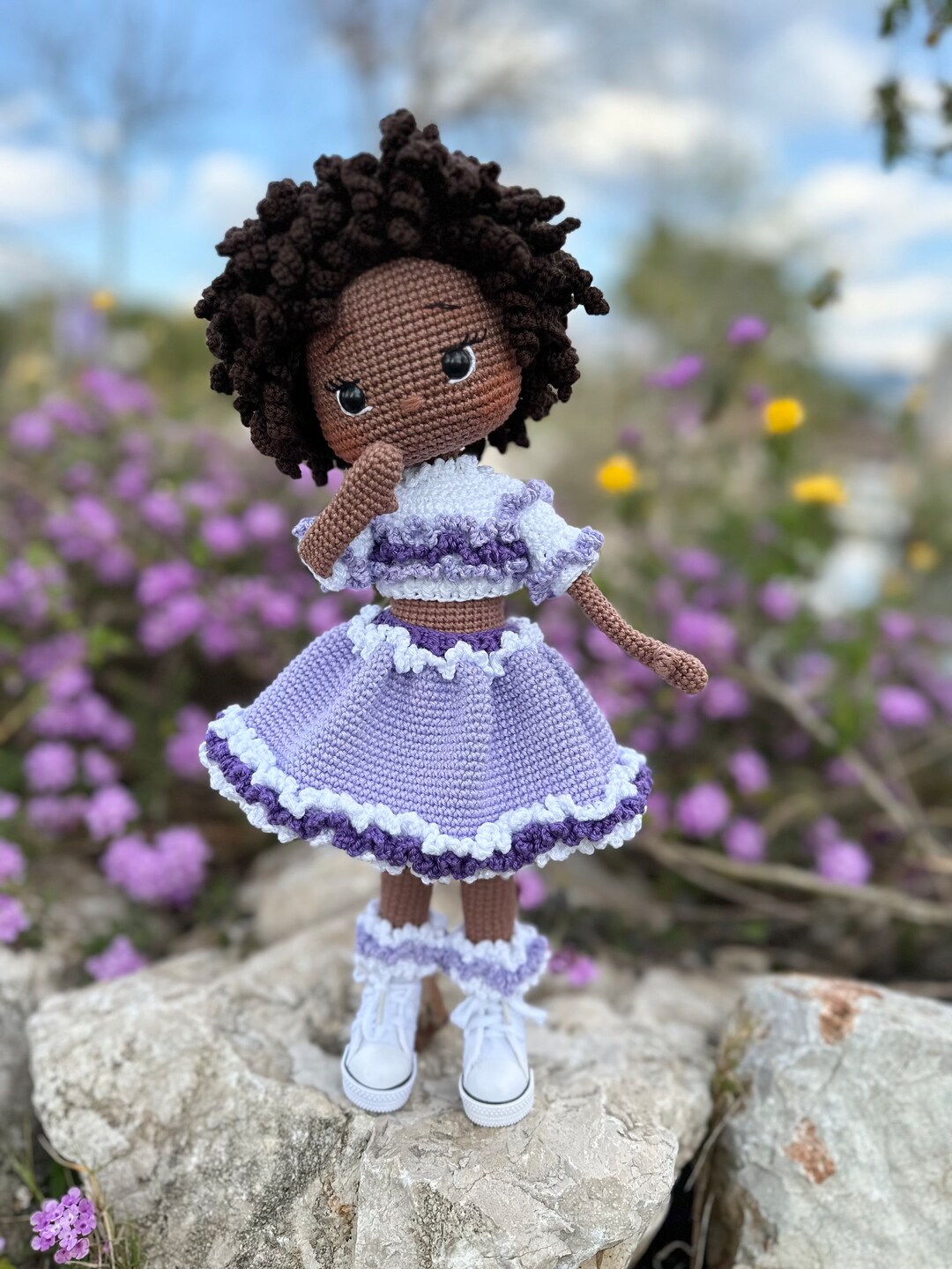 Crochet Black Doll, African & American Doll, Amigurumi Dark Skin Doll ...