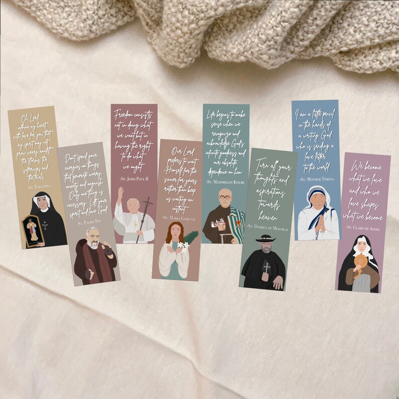 Catholic Saint Bookmarks: Inspirational Quote Bookmarks - Etsy
