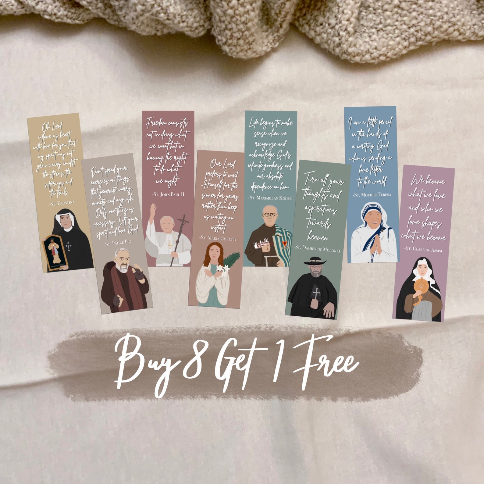 Catholic Saint Bookmarks: Inspirational Quote Bookmarks, Waterproof ...