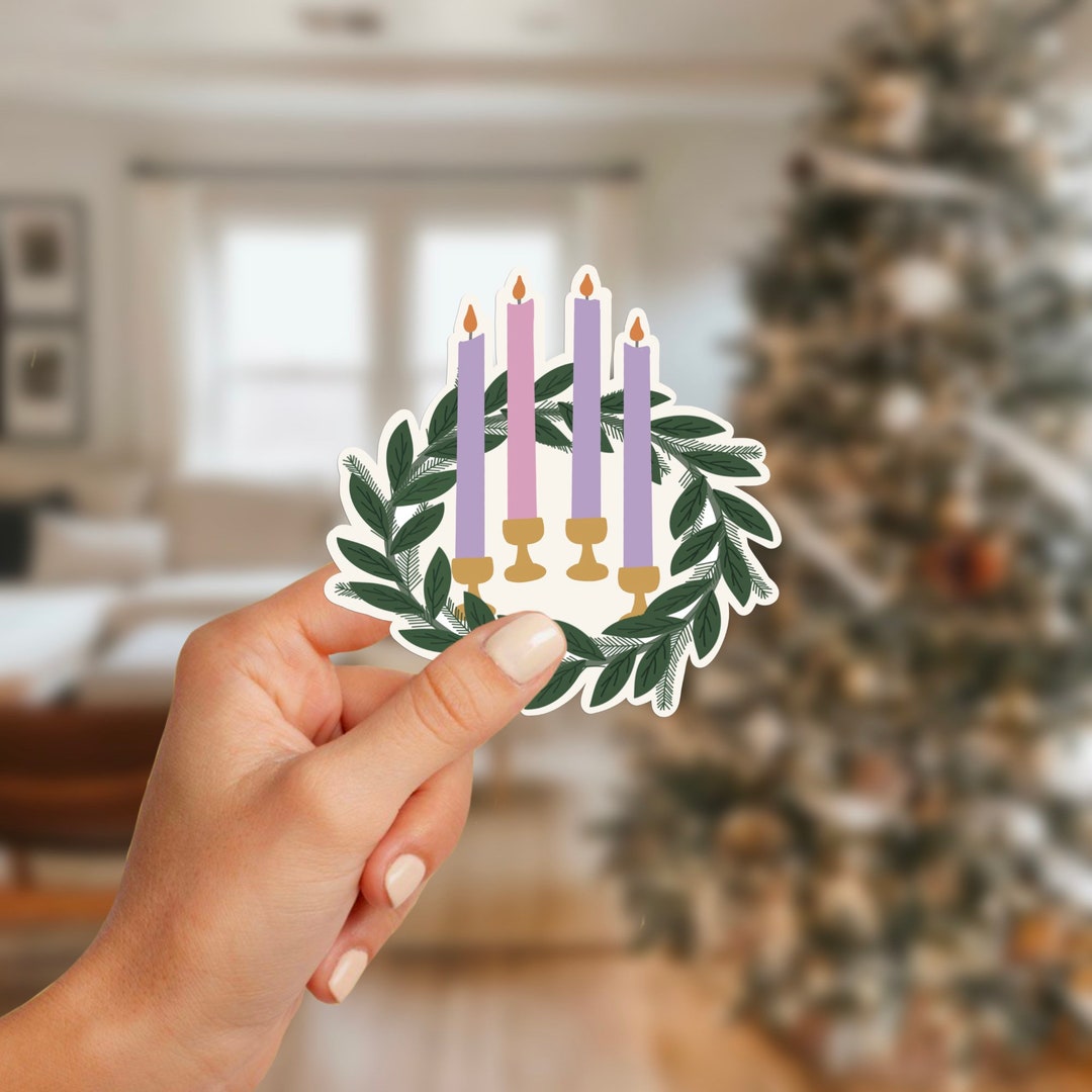 Advent Wreath Sticker, Nativity Sticker, Water Bottle Sticker, Stocking ...