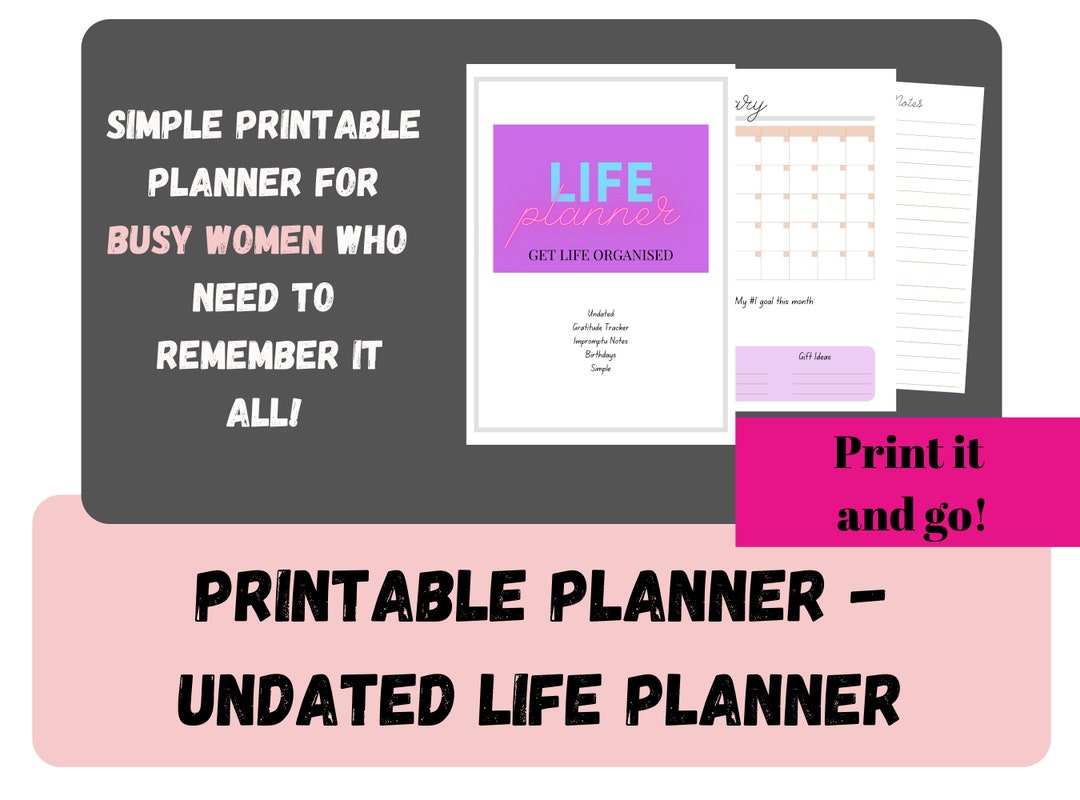 Printable Life Planner (uncluttered) - Purple - Etsy