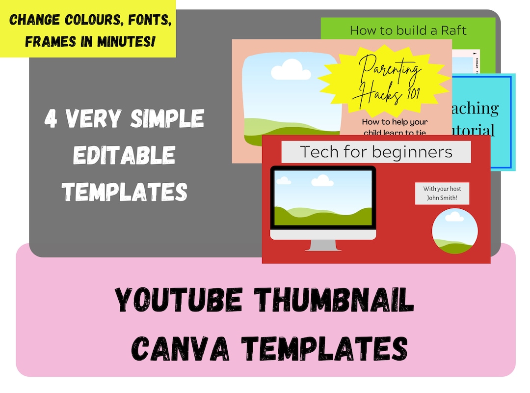 Youtube Thumbnail Canva Templates -simple - Etsy