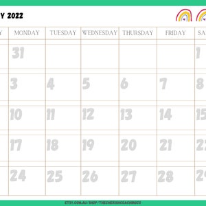 Printable Calendar 2022 - Etsy Australia