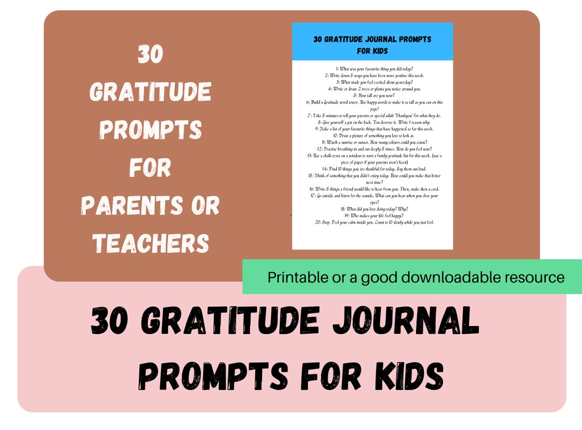 Gratitude Journal Prompts for Kids - Etsy