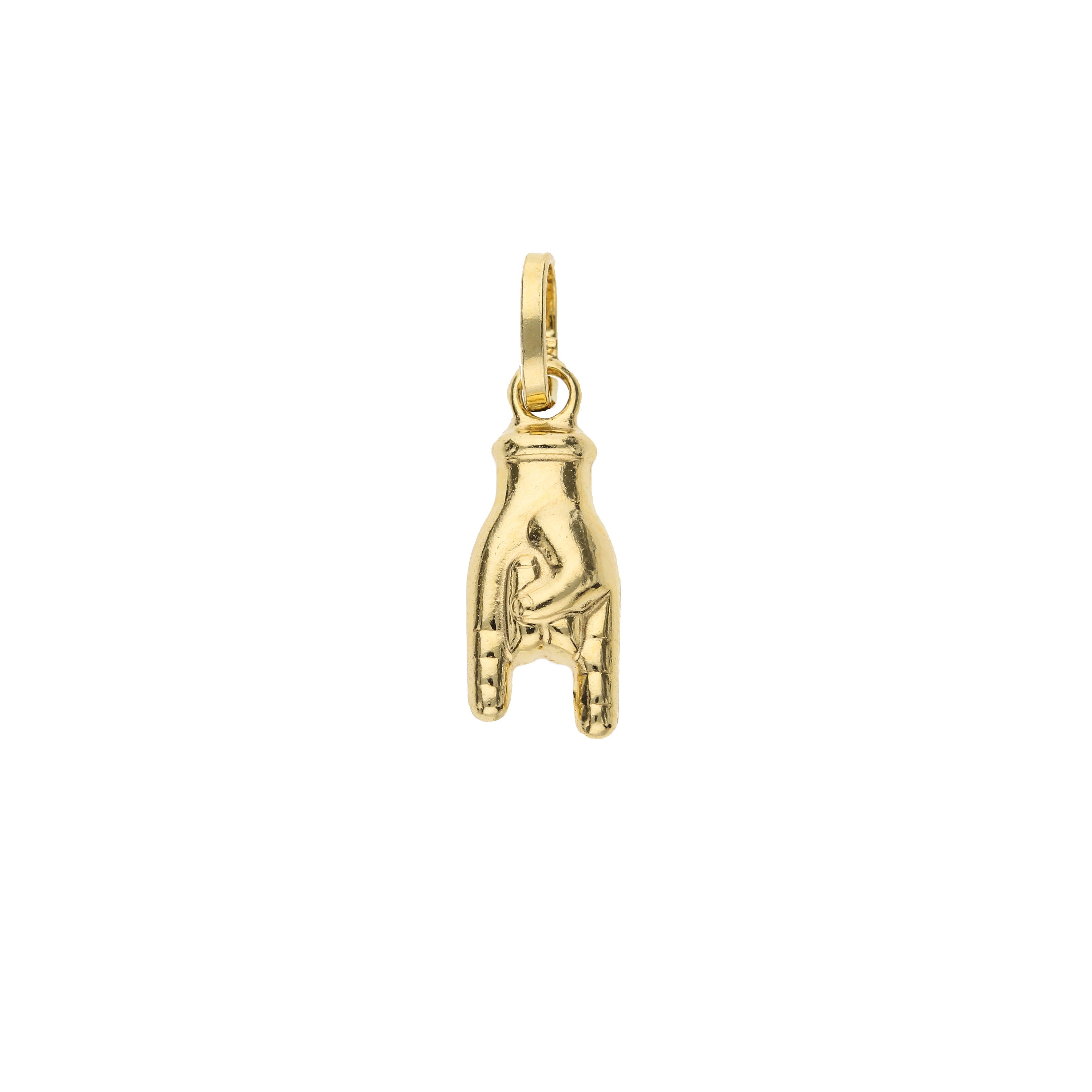 18k Yellow Gold Mano Cornuta Pendant - Etsy