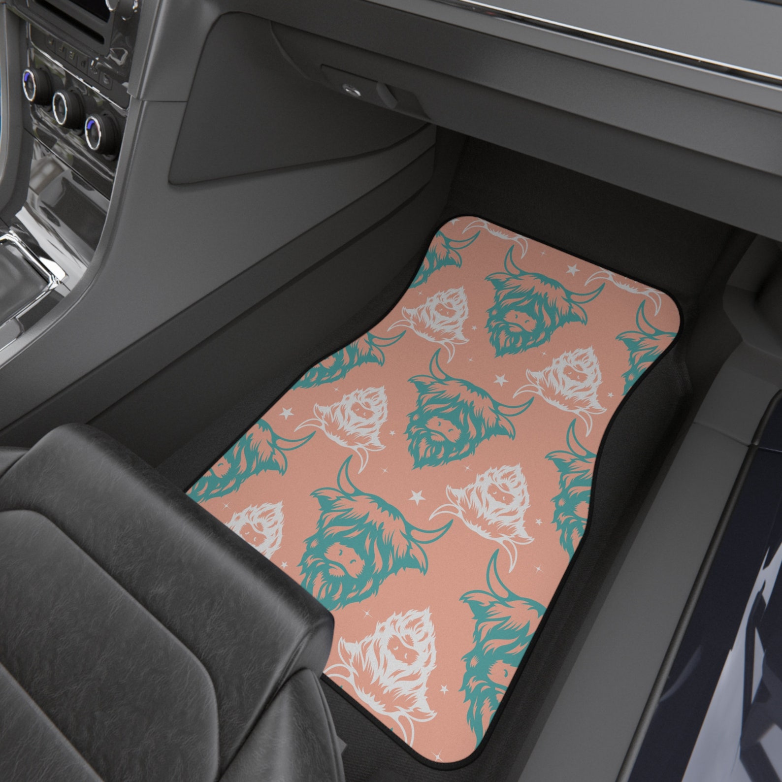 Highland Cow Print Car Floor Mats, Western Floor Mats for Car, Pink Cow ...