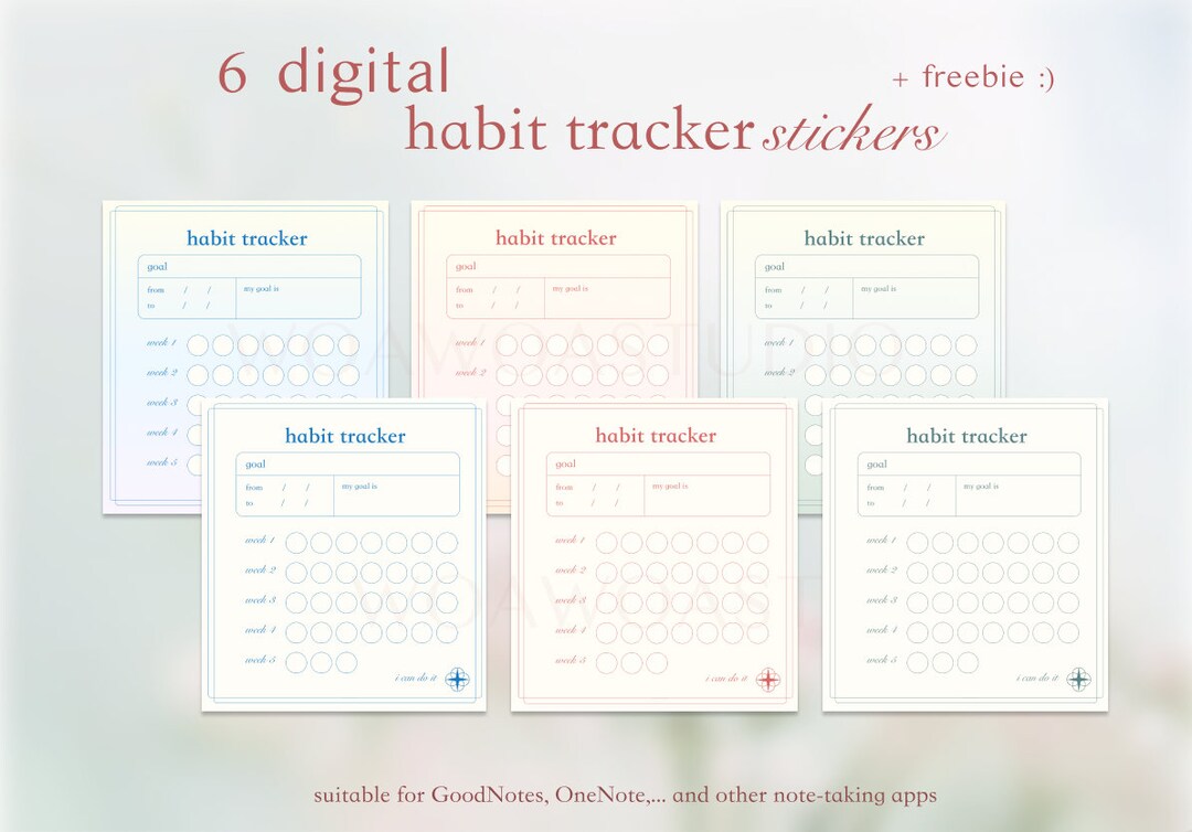 Dreamy Digital Habit Tracker Stickers Digital Pre-cut - Etsy