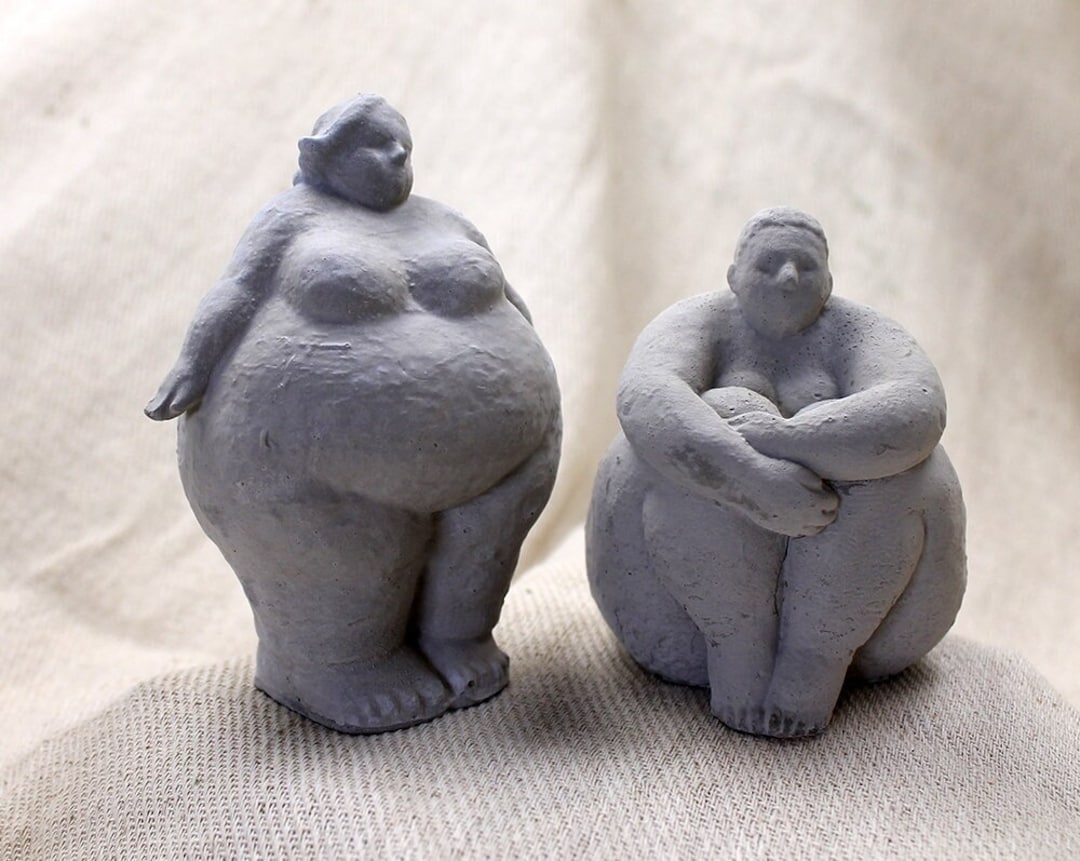 Concrete Lady Figure Bookends: Nordic Rustic Table Decor - Etsy