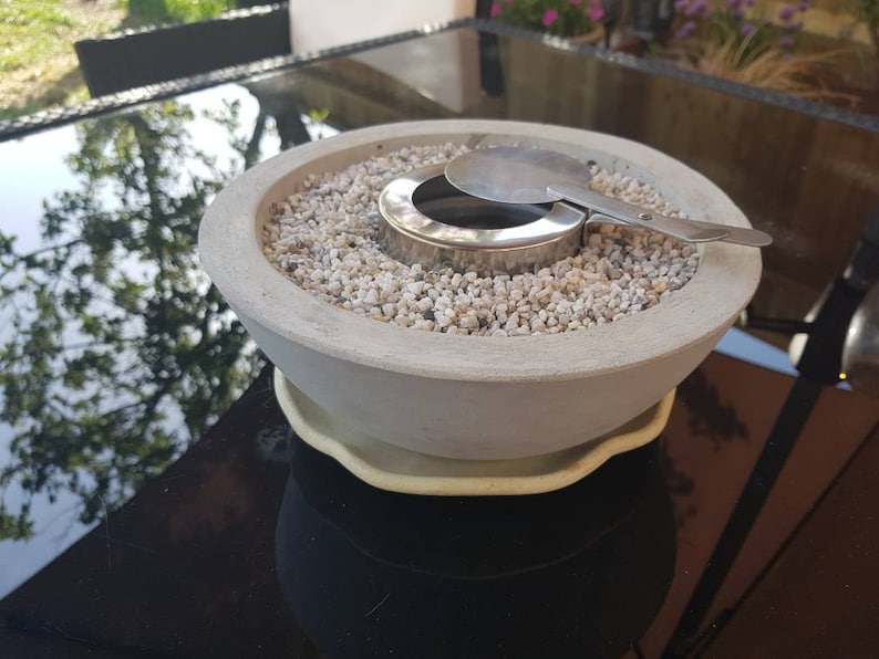 Handmade Concrete Tabletop Fire Bowl | Bio Ethanol Burner, Indoor ...