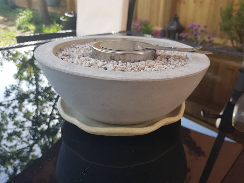 Handmade Concrete Tabletop Fire Bowl | Bio Ethanol Burner, Indoor ...