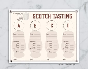 BOURBON Tasting Mat Printable Instant Download - Etsy
