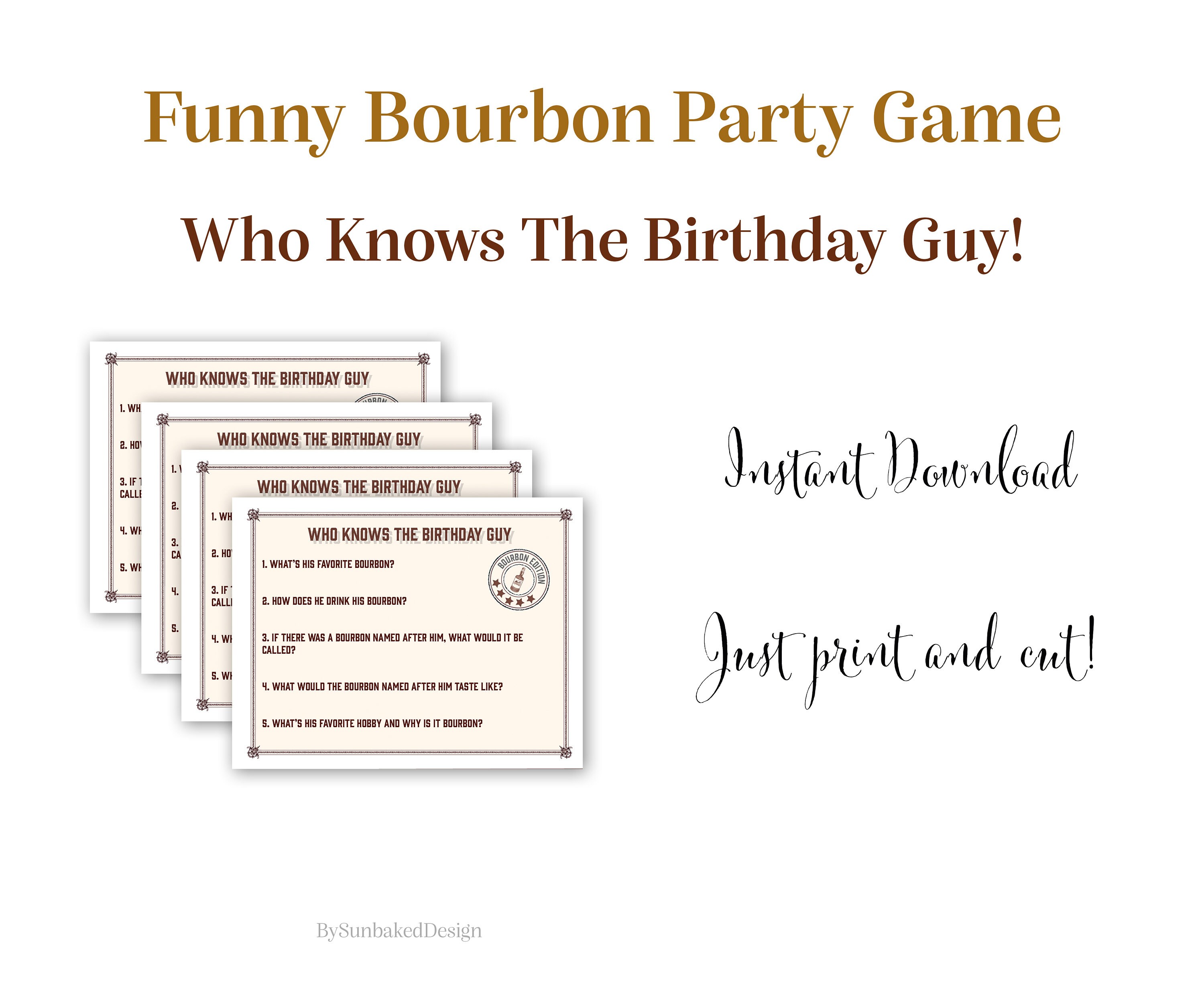 Bourbon Birthday Party Game - Who Knows the Birthday Guy - Funny ...